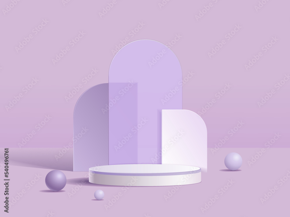 "Background vector 3d purple rendering with podium and minimal violet ...
