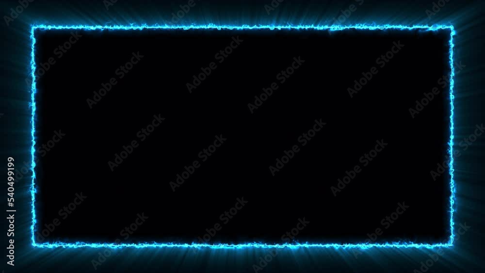 Cyber blue electric light spark glow and shine aura around rectangular ...