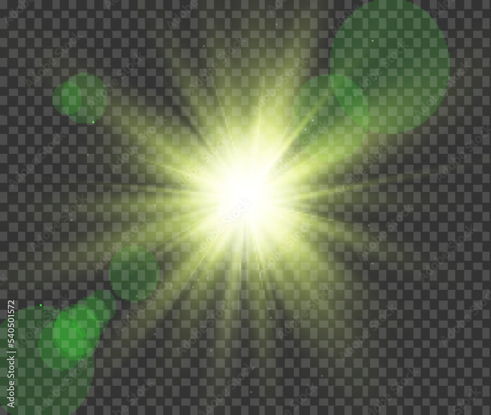Solar glare.Glow isolated white transparent light effect set, lens ...