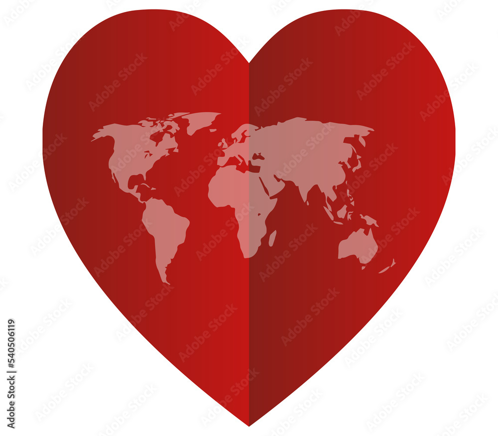 PNG Red paper heart with world map isolated on transparent background ...