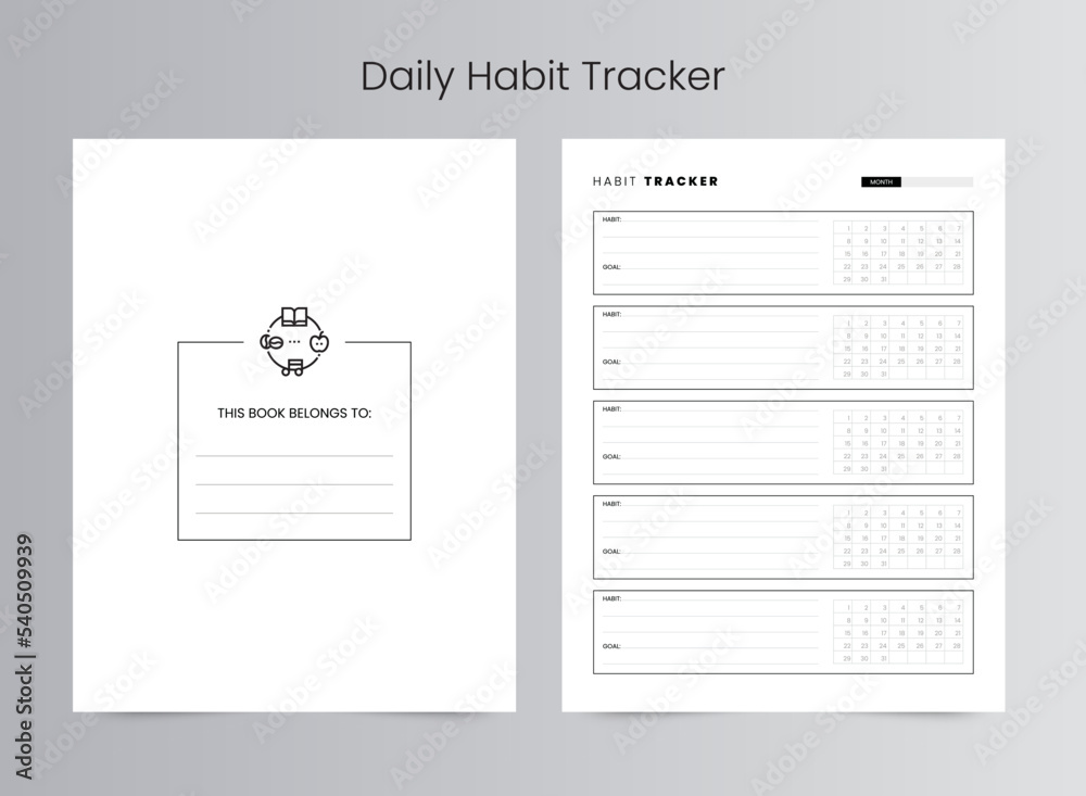 Daily Habit Tracker Log Book | KDP Stock Vector | Adobe Stock