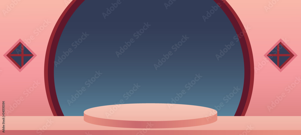 Pink Gradient Round Visualizer against windows background. Stock Vector ...