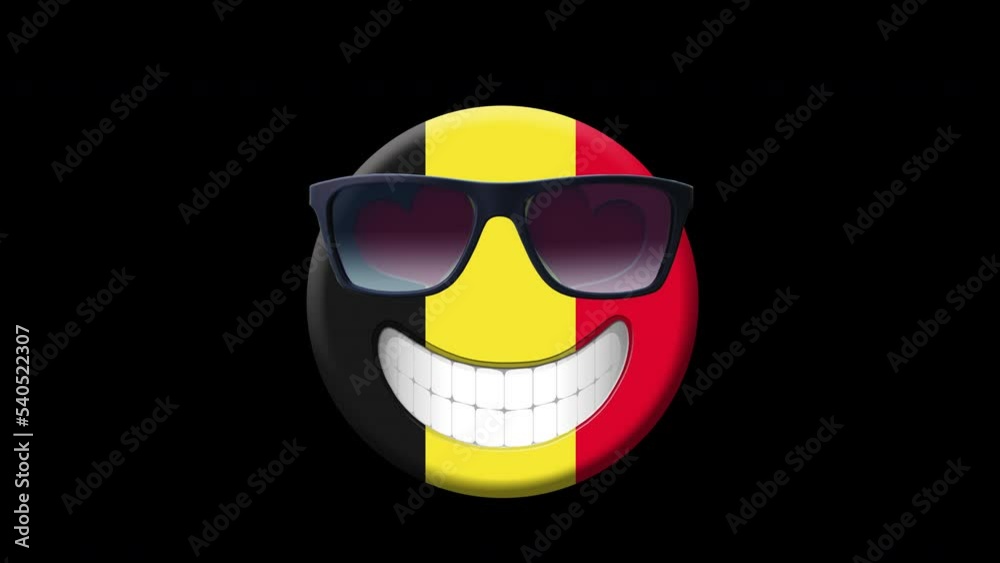 Belgium.Animation of smiling face with belgian flag isolated by the ...