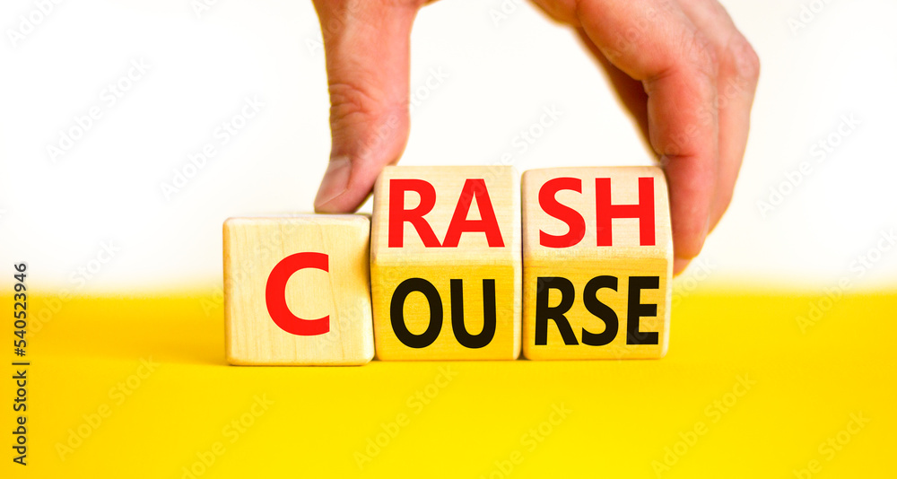 Crash course symbol. Concept words Crash course on wooden cubes ...