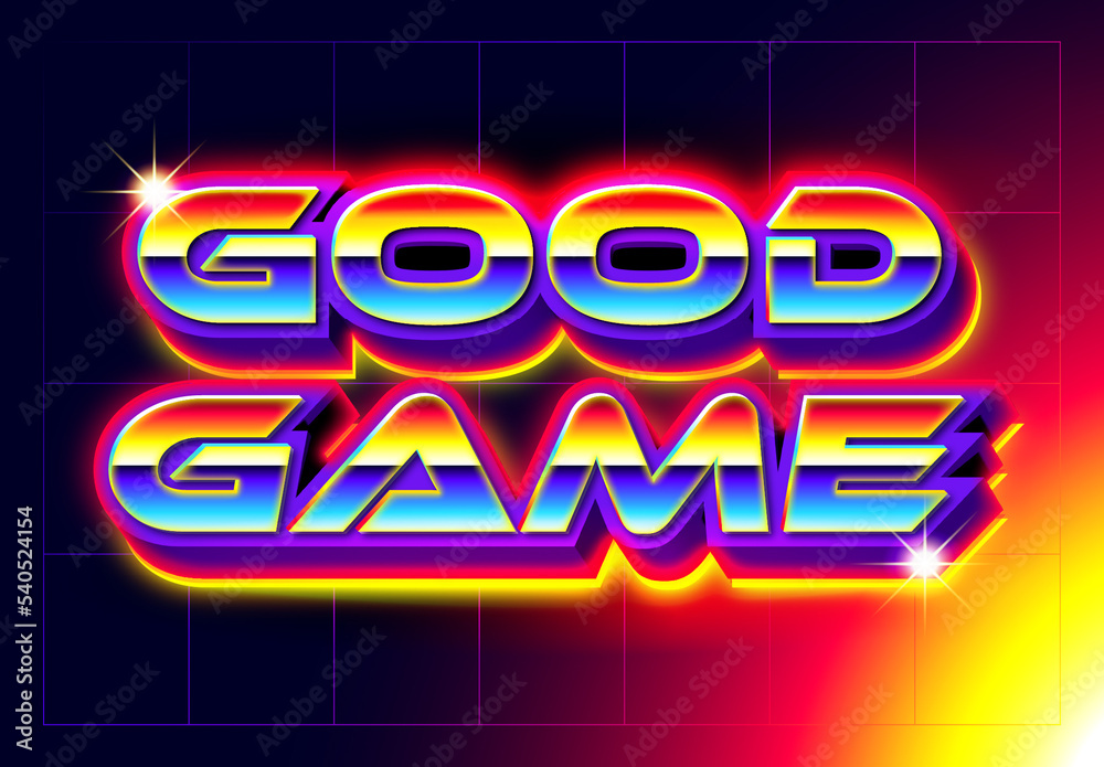 Good Game Neon Futuristic Space and Sc-Fi Text Effect Stock Template ...
