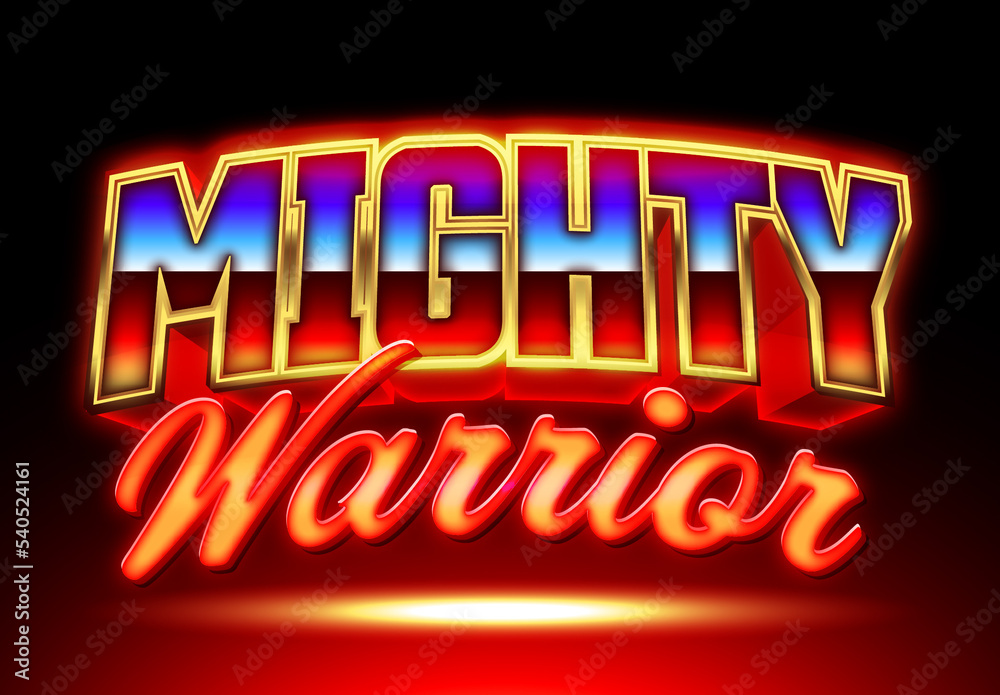 Mighty Warrior Powerful Hot Glowing Red Text Effect Stock Template ...
