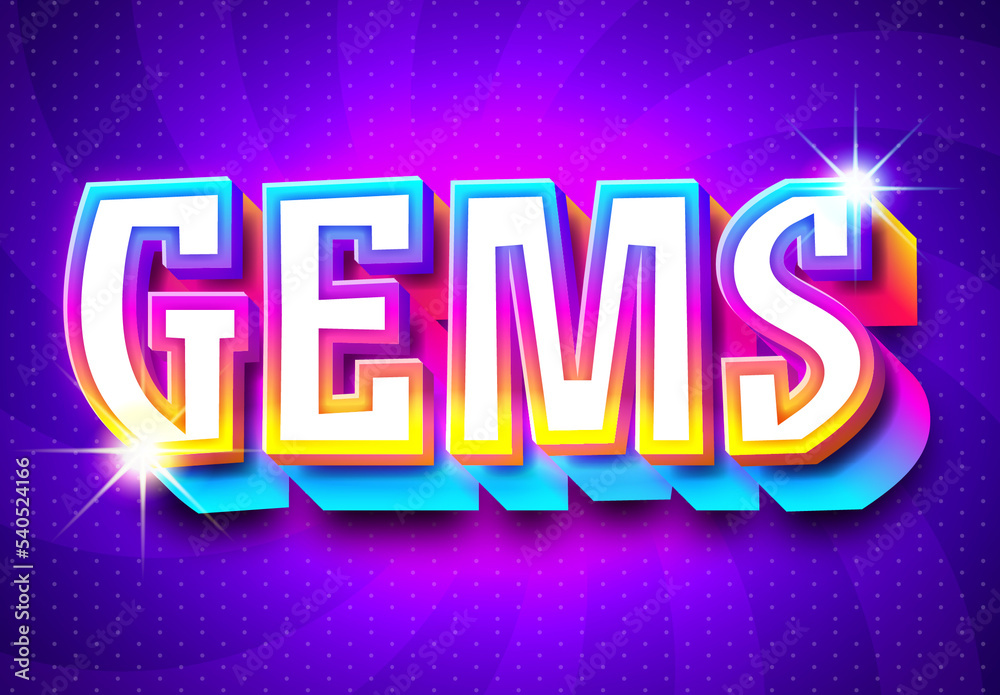 Colorful Shiny Gems Text Effect with Vibrant Color Stock Template ...