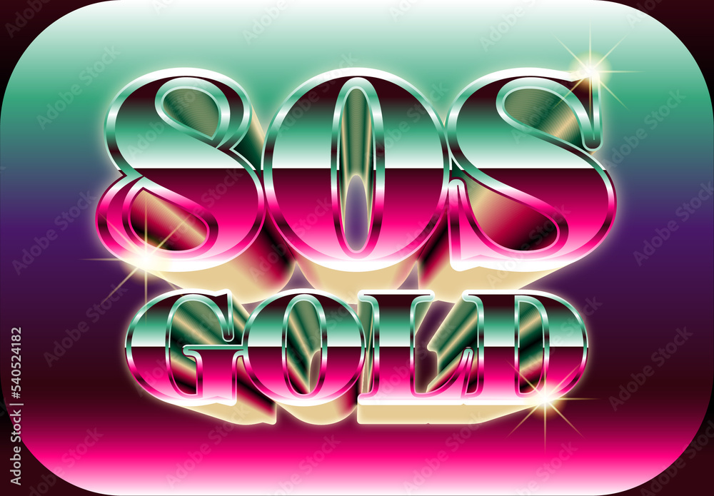 Old School 80S Gold Retro Shiny Metallic Text Effect Stock Template ...