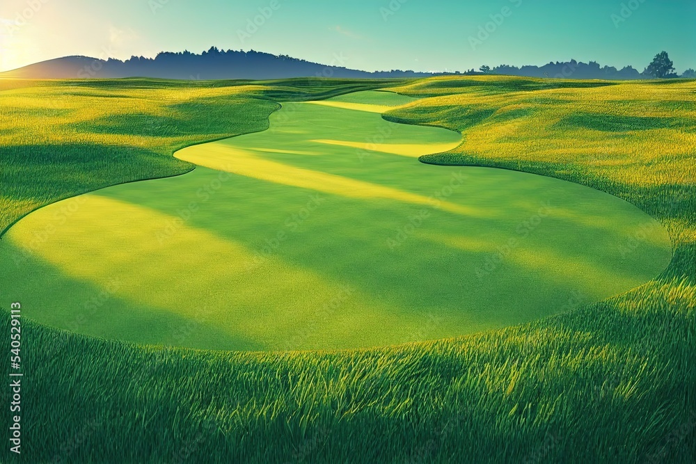 Top view fresh green grass or lawn For football and soccer fields or ...