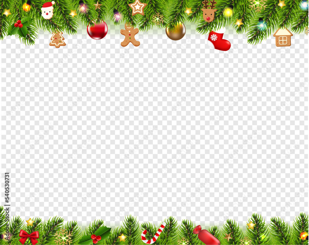 Christmas Borders Isolated Transparent Background Stock Vector | Adobe ...