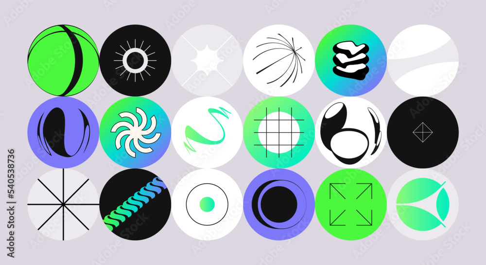 Cover icons for saved stories for social media. Vector set of strict ...