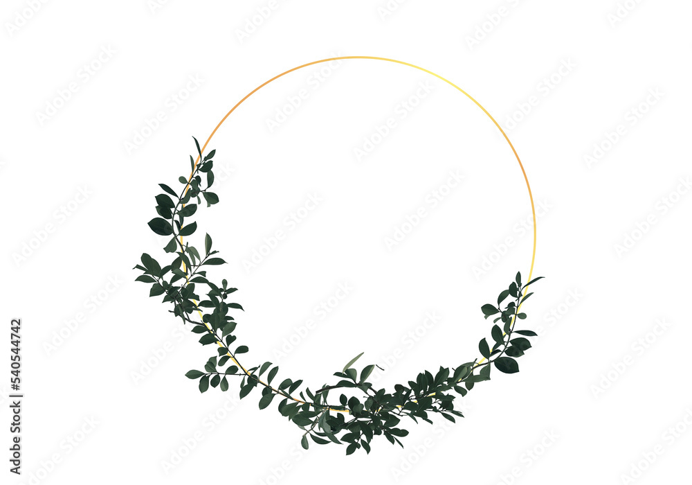 Flower foliage floral circle overlays, golden ring, backdrop overlays ...