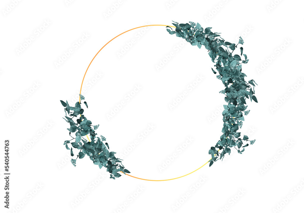 Flower foliage floral circle overlays, golden ring, backdrop overlays ...