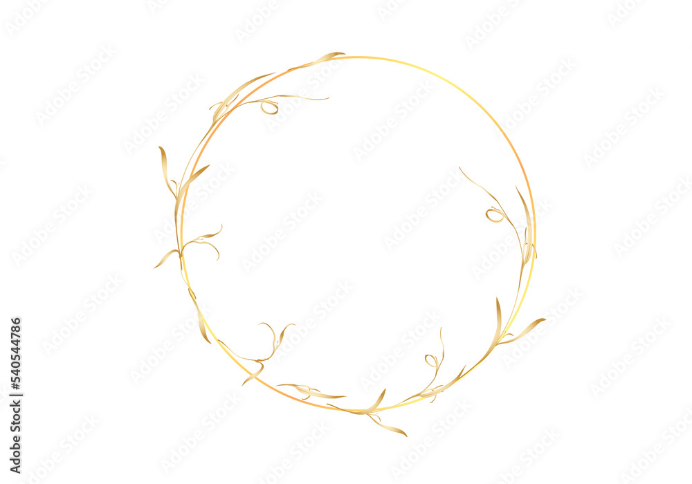 Stockillustratie Flower foliage floral circle overlays, golden ring ... Stockillustratie Flower foliage floral circle overlays, golden ring ...