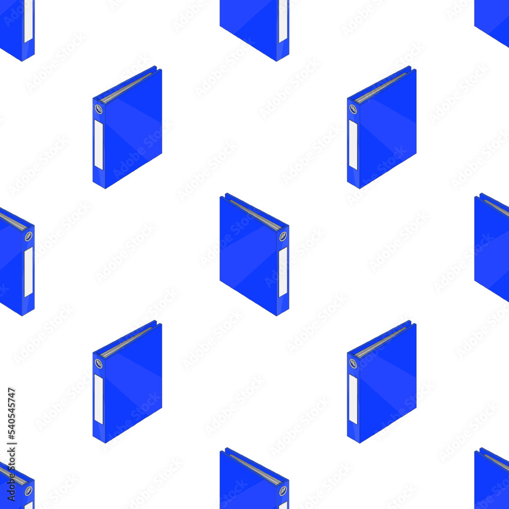 Isometric folder seamless pattern. A large set of images of an office ...