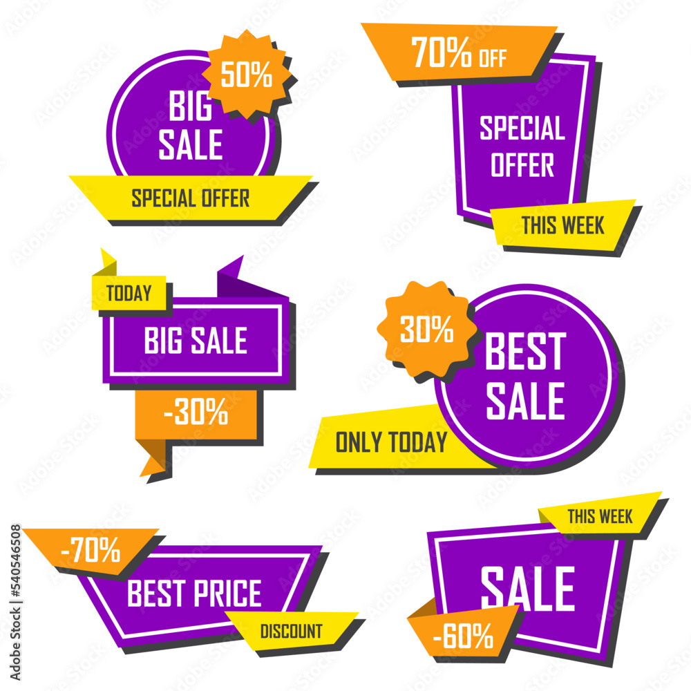 Set of tags and labels for sale. Template for use in trade labels ...