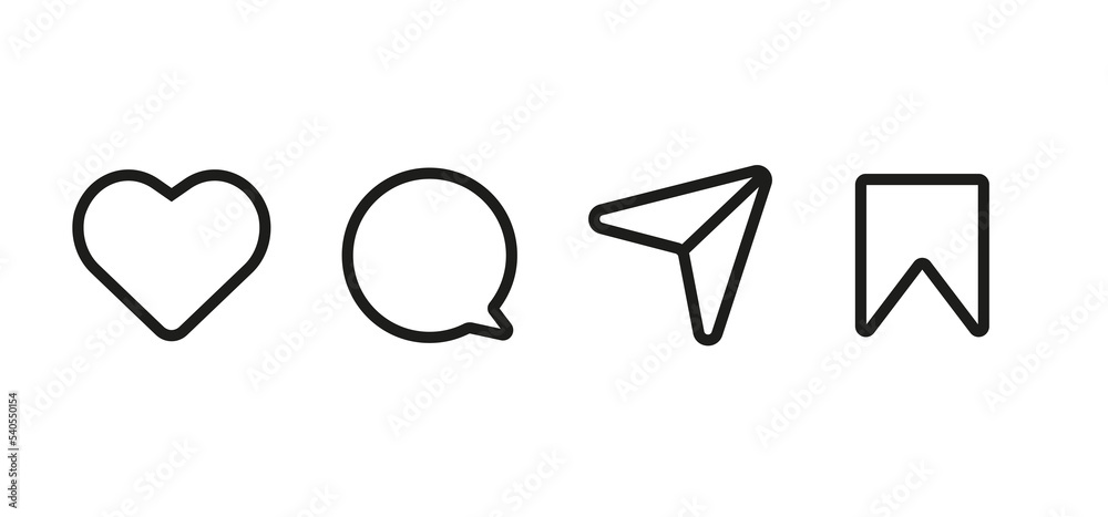 Set of icons like comment, share, save, like. Vector illustration ... Set of icons like comment, share, save, like. Vector illustration ...