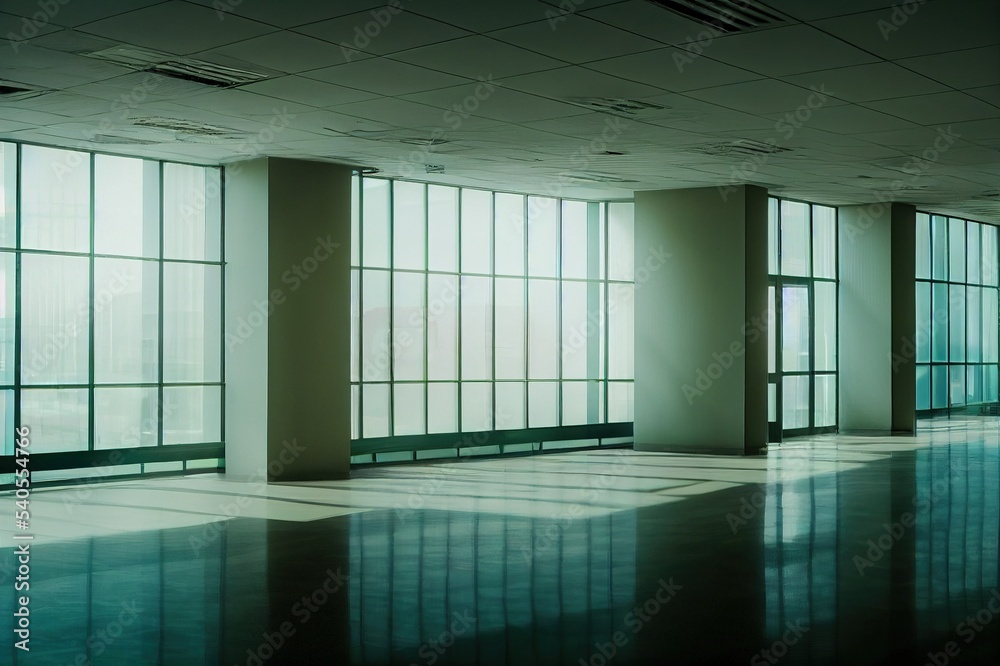 Business building blur background office lobby hall interior empty ...