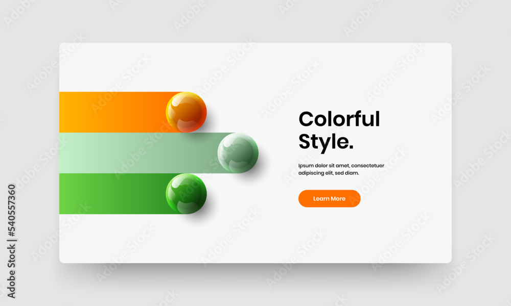 Clean banner vector design template. Premium 3D spheres brochure ...