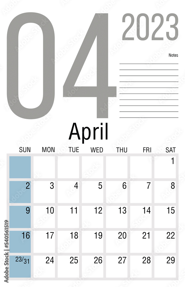 Wall quarterly calendar template for 2023 in a classic minimalist style ...