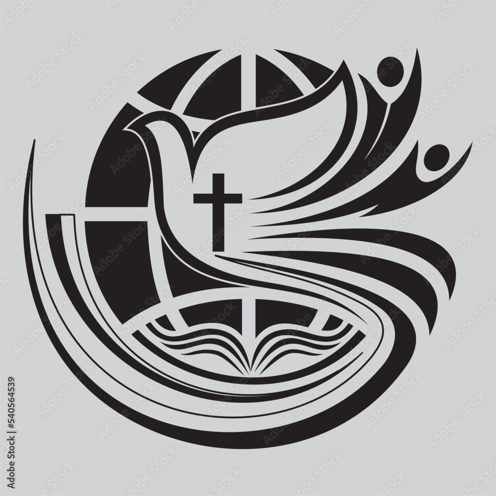 LOGO CHURCH HOLY SPIRIT RELIGION WORLD LINE- VECTOR ART ILLUSTRATION ...