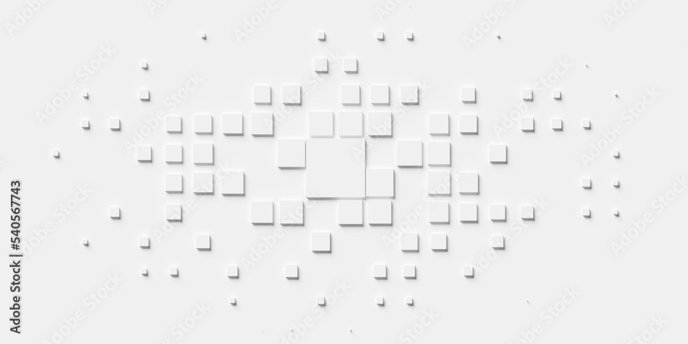 Circular fading out random scaled square rectangle shapes on white ...