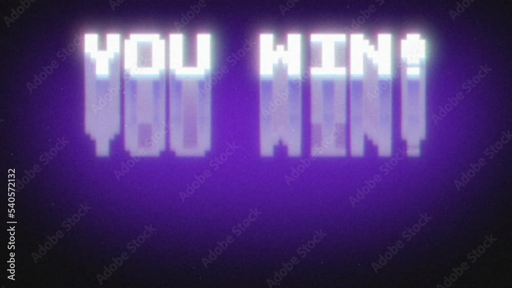 You win retro text 80s style glitch vintage mood animation, noisy ...