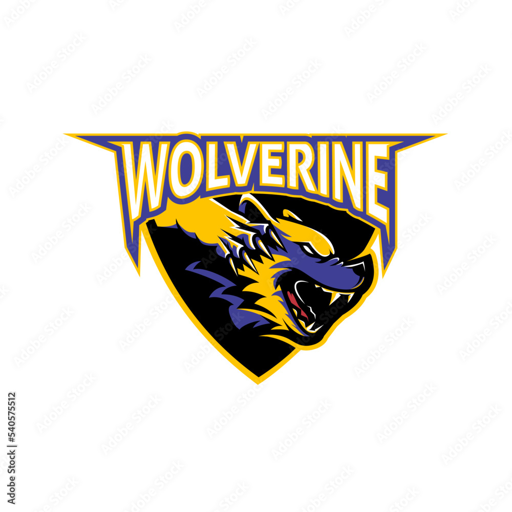 Wolverine insignia yellow and blue version vector illustration Stock ...