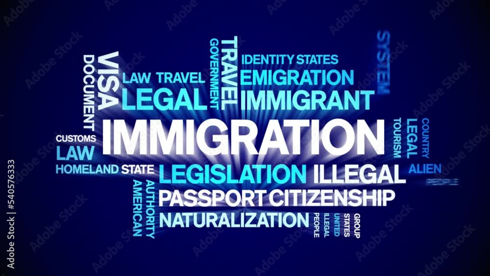 immigration animated tag word cloud;text design animation kinetic ...