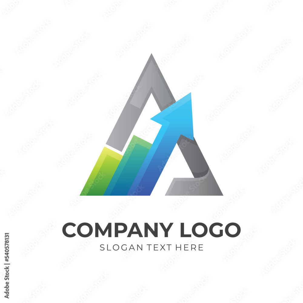 Vecteur Stock letter A chart logo template, letter A and chart ...