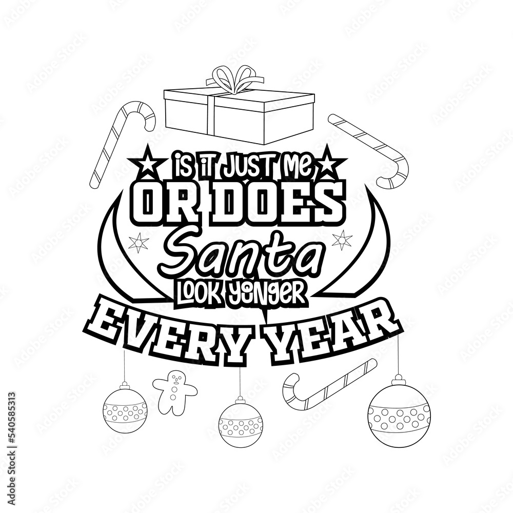Merry Christmas Coloring page. Christmas line art coloring page design ...
