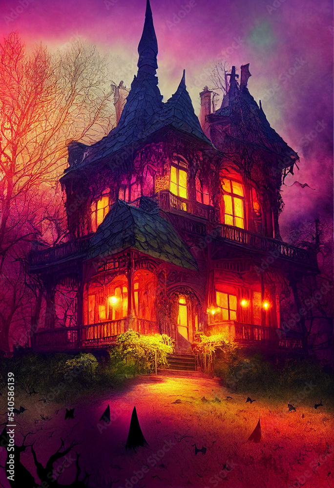 Spooky Halloween Mansion Creepy Night, Haunted Mansion Halloween ...