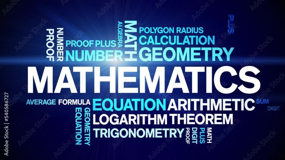 Mathematics animated tag word cloud;text design animation kinetic ...