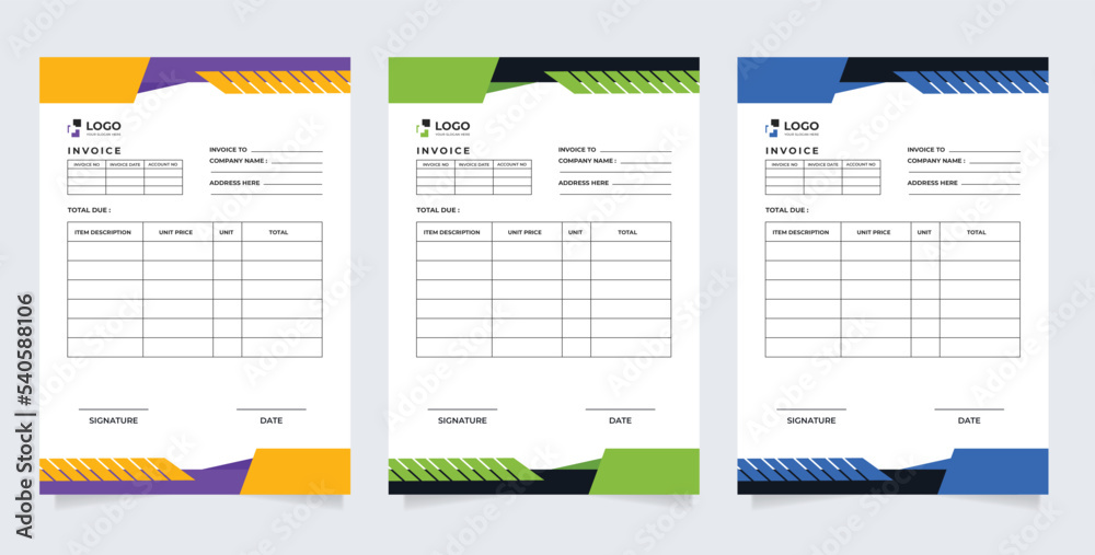 professional and modern minimal business invoice template, bill ...