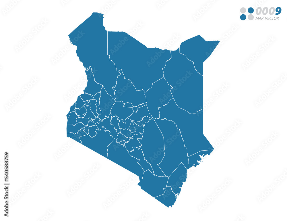Vector blue of map Kenya. Stock Vector | Adobe Stock