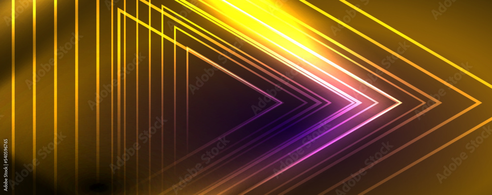 Neon glowing lines and angles, magic energy space light concept. Vector ...