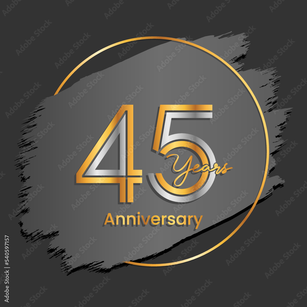 45th Anniversary. Anniversary logo design with gold and silver text ...