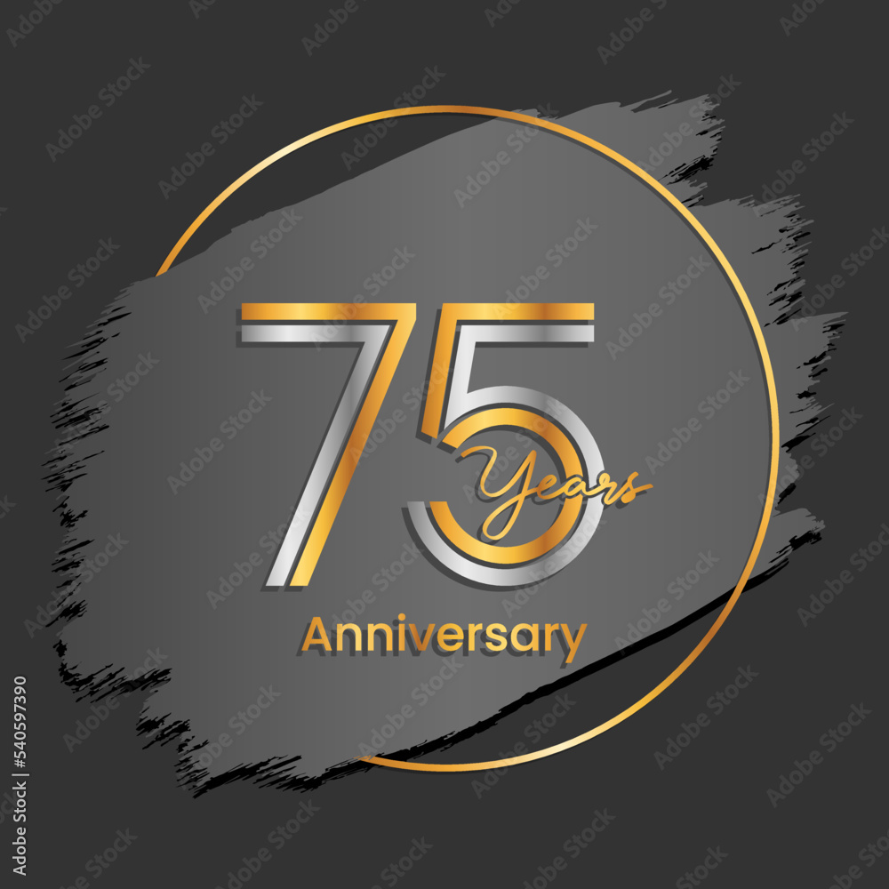 75th Anniversary. Anniversary logo design with gold and silver text ...