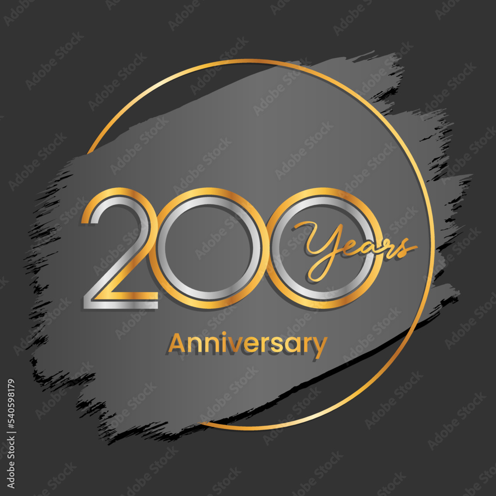 200th Anniversary. Anniversary logo design with gold and silver text ...