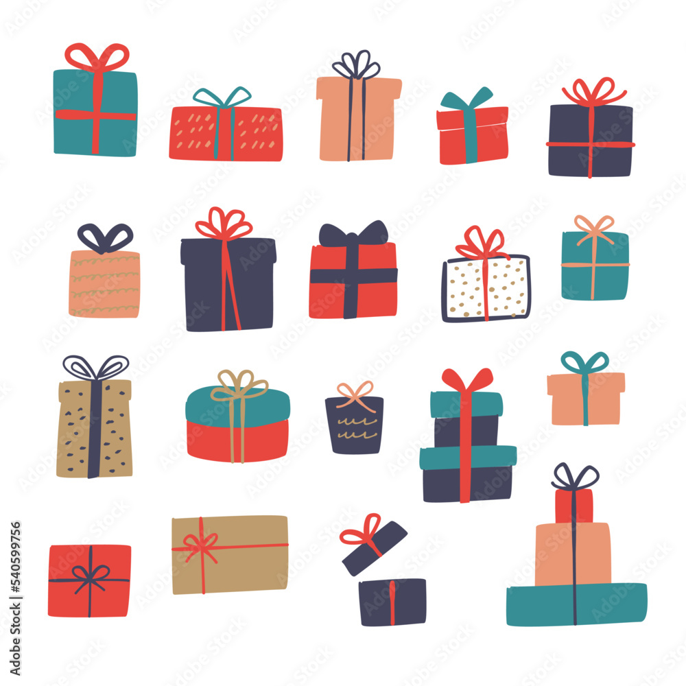 Vector hand drawn gift box illustration set Stock Vector | Adobe Stock