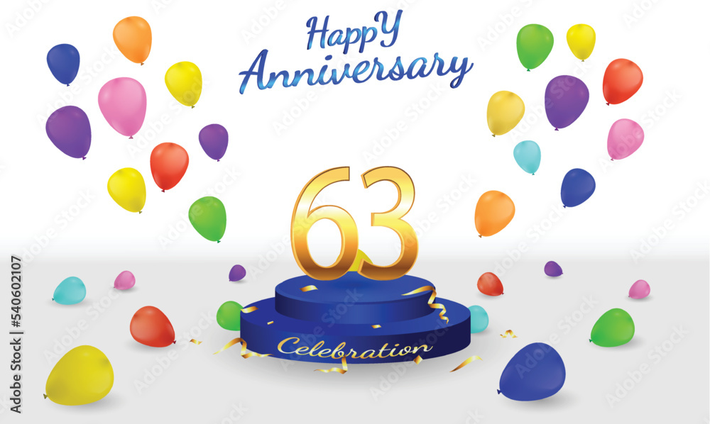 63 aniversary celebration background. 63rd anniversary banner. 63 year ...