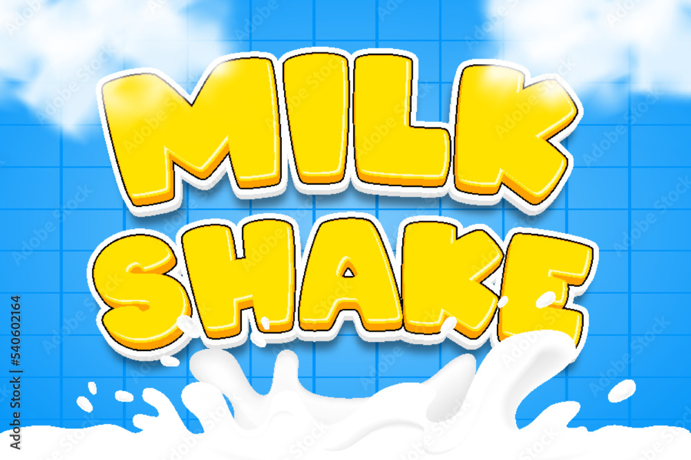 milkshake food drink logo typography 3d editable text effect font style ...