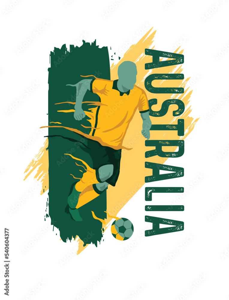 VECTORS. Editable poster for the Australia football team, soccer player ...