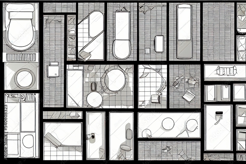 2d illustration set. Architectural elements and furniture for the floor ...