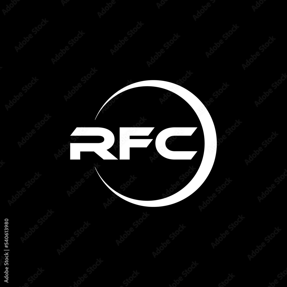 RFC letter logo design with black background in illustrator, cube logo ...