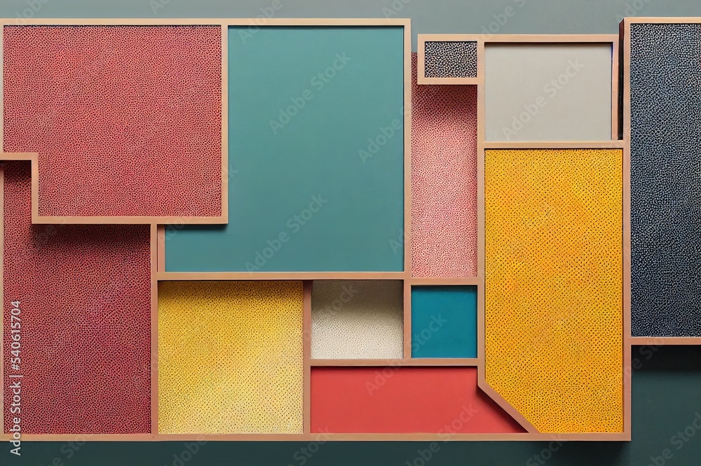 palette of colors designs for interior works, samples of plastics, PVC ...
