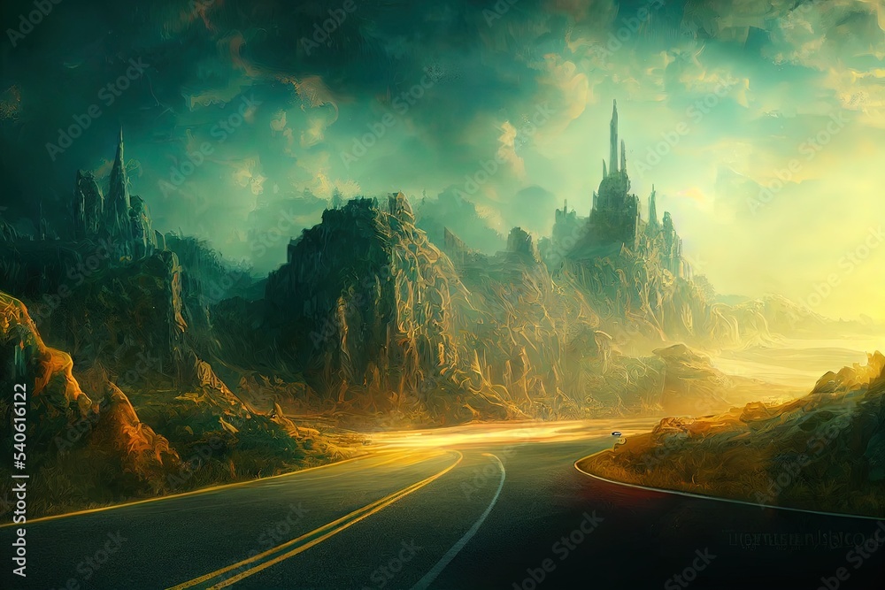 Fantasy concept showing Road to the dream digital art style ...