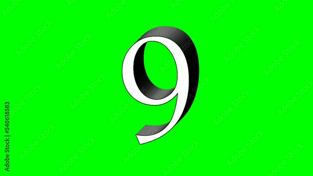 Number 9 nine animation green screen .motion graphics design cartoon ...