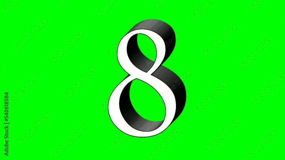 Number 8 eight animation green screen .motion graphics design cartoon ...