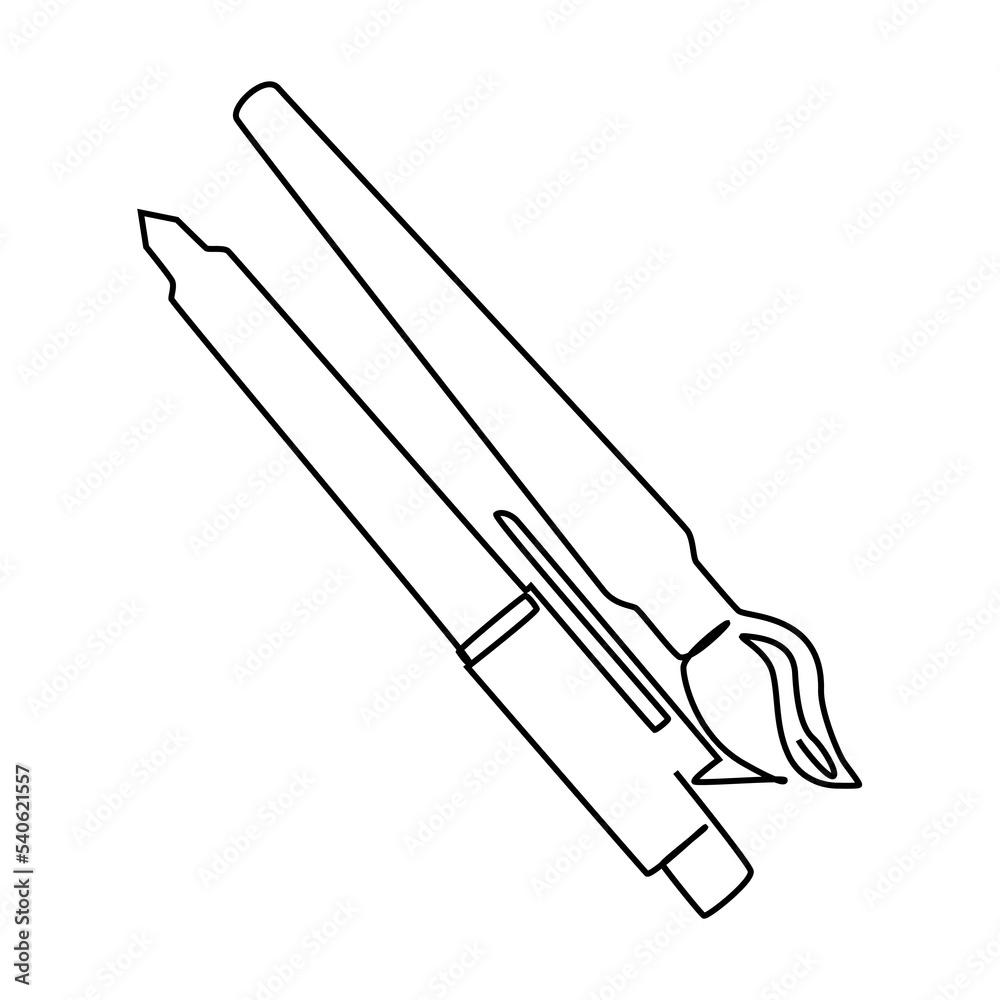 One line drawing of a Pend and a Dip Pen. Writing tool for Back to ...